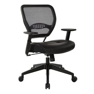 space seating professional airgrid dark back and padded black eco leather seat, 2-to-1 synchro tilt control, adjustable arms and tilt tension with nylon base managers chair