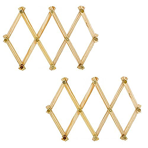 An American Company HC084 Expandable Wood Wall Rack, Durable Design, Metal Screws and Hangers, 11 7/8" x 3" Overall Dimensions, Smooth Wood Finish, Set of 2 (k2324-2PK)