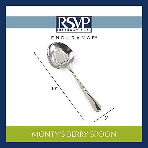 RSVP International Endurance Flatware Collection Stainless Steel, Dishwasher Safe, Berry Spoon