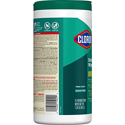 CloroxPro Disinfecting Wipes, Clorox Disinfectant Wipes, Industrial Cleaning, Fresh Scent, 75 Wet Wipes (6 Pack) - 15949