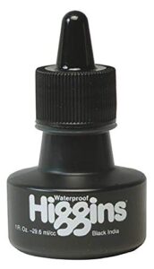 higgins waterproof black india ink 1 oz.