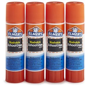 Elmer's All Purpose School Glue Sticks, Clear, Washable, 4 Pack, 0.24-ounce sticks