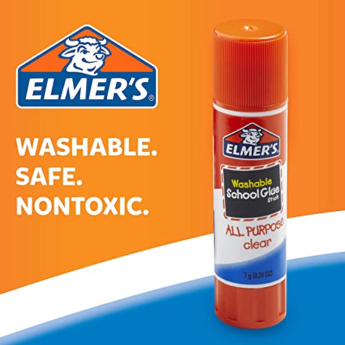 Elmer's All Purpose School Glue Sticks, Clear, Washable, 4 Pack, 0.24-ounce sticks