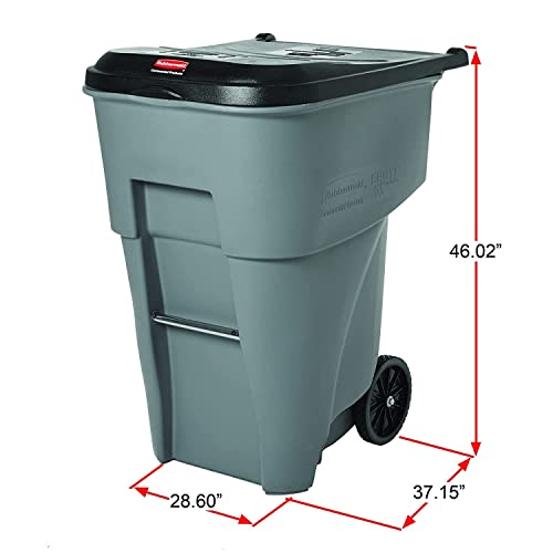 Rubbermaid Commercial Products Brute Rollout Trash/Garbage Can/Bin with Wheels, 95 GAL, for Restaurants/Hospitals/Offices/Back of House/Warehouses/Home, Gray (FG9W2200GRAY)