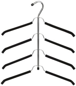 whitmor chrome and foam blouse hanger, 4-tier, chrome & black