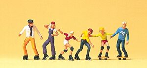 preiser 10074 pedestrians roller-skaters & skateboarders package(6) ho model figure