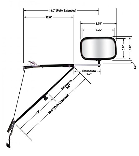 CIPA 11650 Door Mount Towing Mirror , Black