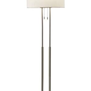 Adesso 4016-22 Duet 62" Floor Lamp, Satin Steel, Smart Outlet Compatible