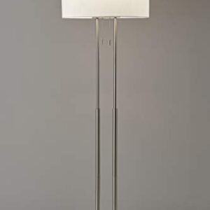 Adesso 4016-22 Duet 62" Floor Lamp, Satin Steel, Smart Outlet Compatible