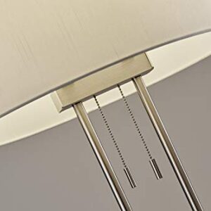 Adesso 4016-22 Duet 62" Floor Lamp, Satin Steel, Smart Outlet Compatible