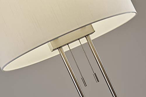 Adesso 4016-22 Duet 62" Floor Lamp, Satin Steel, Smart Outlet Compatible