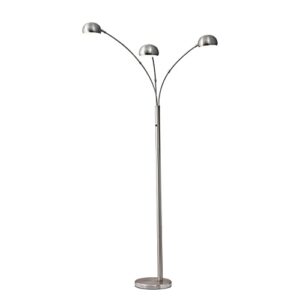 adesso 5118-22 domino arc lamp, 84 in., 3 x s11 shape bulbs e17 intermediate socket, brushed steel, 1 floor lamp