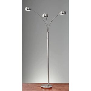 Adesso 5118-22 Domino Arc Lamp, 84 in., 3 x S11 Shape Bulbs E17 Intermediate Socket, Brushed Steel, 1 Floor Lamp