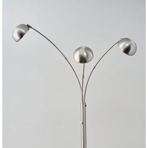 Adesso 5118-22 Domino Arc Lamp, 84 in., 3 x S11 Shape Bulbs E17 Intermediate Socket, Brushed Steel, 1 Floor Lamp