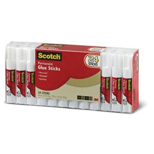 scotch mmm600824s permanent glue stick (pack of 24), clear