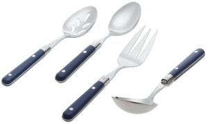 ginkgo international le prix 4-piece stainless steel hostess serving set, bright blue