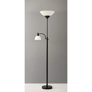 Adesso 7202-01 Piedmont 71" Torchiere with Adjustable Reading Lamp, 2 Lights, Black, Smart Outlet Compatible