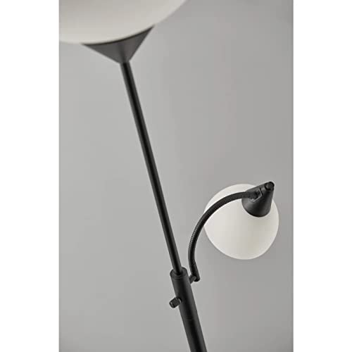 Adesso 7202-01 Piedmont 71" Torchiere with Adjustable Reading Lamp, 2 Lights, Black, Smart Outlet Compatible