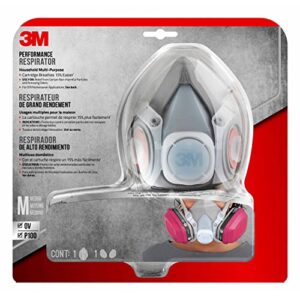 3m household multi-purpose respirator, includes: 1 facepiece and 1 pair organic vapor cartridges with p100 particulate filter