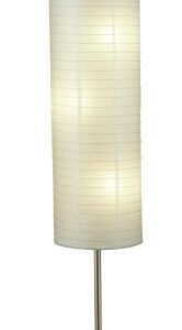 Adesso Home 4099-15 Transitional Three Light Floor Lamp from Gyoza Collection in Pwt, Nckl, B/S, Slvr. Finish, Walnut Rubber Wood/Brushed Steel