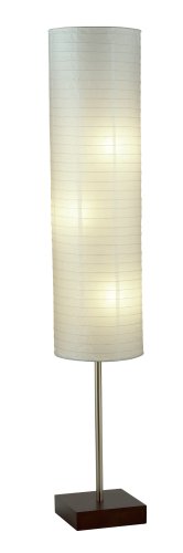 Adesso Home 4099-15 Transitional Three Light Floor Lamp from Gyoza Collection in Pwt, Nckl, B/S, Slvr. Finish, Walnut Rubber Wood/Brushed Steel