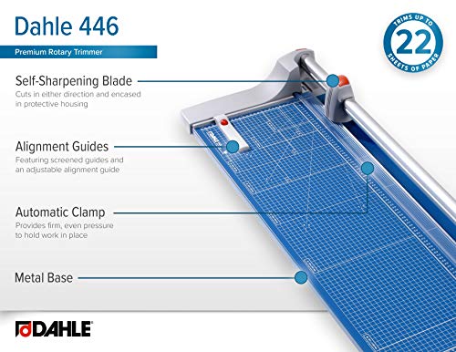 Dahle 446 Premium Rotary Trimmer, 36" Cut Length, 25 Sheet Capacity, Self-Sharpening, Automatic Clamp, German Engineered Paper Cutter