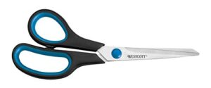 westcott 8 inch easy grip left handed soft grip scissor – black/blue