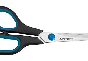 Westcott 8 inch Easy Grip Left Handed Soft Grip Scissor - Black/Blue