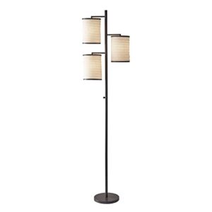 adesso home 4152-26 transitional three light floor lamp from bellows collection in bronze/dark finish, 10.00 inches, 3, 74 in