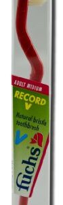 Fuchs Brushes Record V Natural Bristle Toothbrush, Adult, Medium