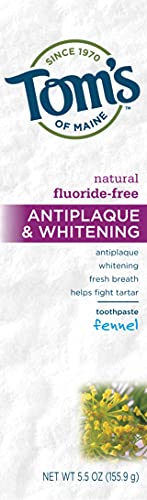 Tom's of Maine Fluoride-Free Antiplaque & Whitening Natural Toothpaste, Fennel, 5.5 oz.