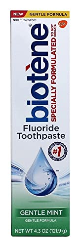 Biotene Fluoride Toothpaste Antibacterial Gentle Mint, 4.3 Ounces each Pack of 3