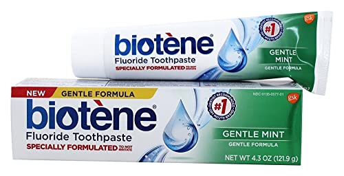 Biotene Fluoride Toothpaste Antibacterial Gentle Mint, 4.3 Ounces each Pack of 3