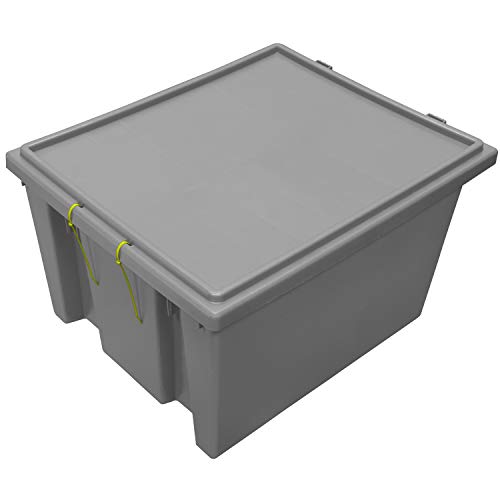 Akro-Mils 35231 Lid for 35225 and 35230 Plastic Nest and Stack Storage Tote, Grey, (3-Pack)