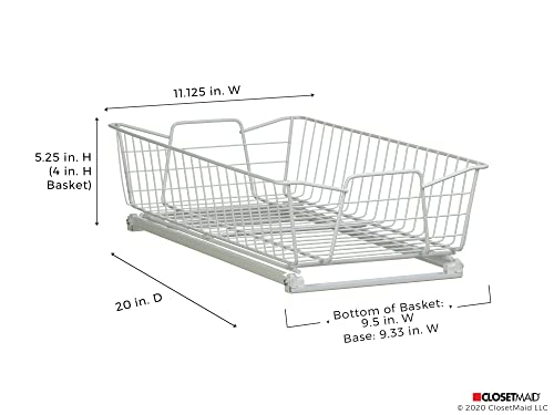 ClosetMaid 11 in. Pull Out Cabinet Organizer Heavy Duty, Slide Out Pantry Shelves Drawers for Kitchen, Bathroom, White, Inch One Tier