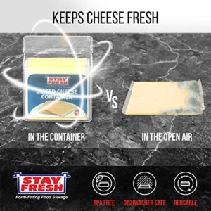 American Cheese Slice Storage Container - Stay Fresh Clear Plastic Cheese Slice Holder that is Dishwasher Safe, BPA Free. Air tight Cheese Container for your Pantry, Counter, Refrigerator