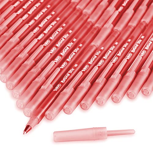 BIC Round Stic Xtra Life Ballpoint Pen, Medium Point (1.0mm), Red, 10-Count