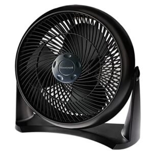 honeywell ht-908 turboforce room air circulator fan, medium, black –quiet personal fanfor home or office, 3 speeds and 90 degree pivoting head