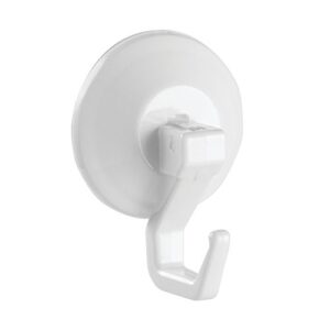 iDesign Power Lock Bathroom Shower Plastic Suction Cup Hooks for Loofah - Set of 2, White