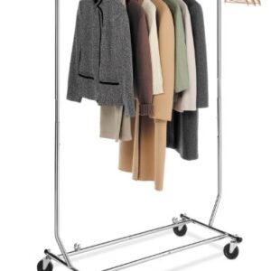 Whitmor Adjustable Rolling Garment Rack Collapsible Chrome