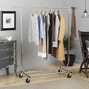 Whitmor Adjustable Rolling Garment Rack Collapsible Chrome