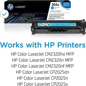 Original HP 304A Cyan Toner Cartridge | Works with HP Color LaserJet CM2320 MFP, HP Color LaserJet CP2025 Series | CC531A