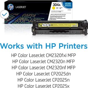 Original HP 304A Yellow Toner Cartridge | Works with HP Color LaserJet CM2320 MFP, HP Color LaserJet CP2025 Series | CC532A