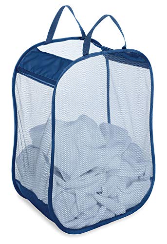 Whitmor Pop & Fold Laundry Bag, White or Blue