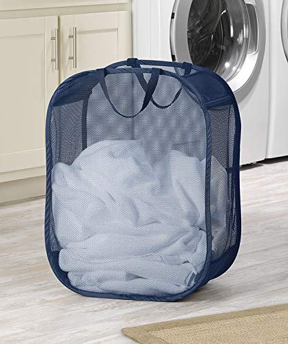 Whitmor Pop & Fold Laundry Bag, White or Blue