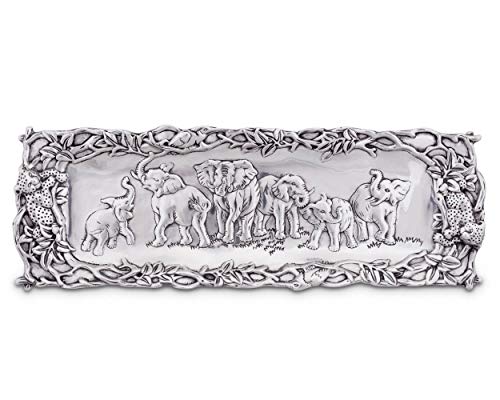 Arthur Court Designs Aluminum Elephant Oblong Tray 19 inch x 6.5 inch