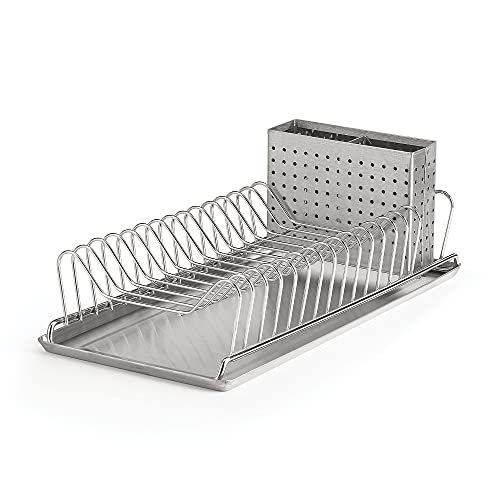 Polder 3-Piece Compact Dish Rack Includes Utensil Holder, Wire Rack and Rimmed Catch Tray - 100% Stainless Stel