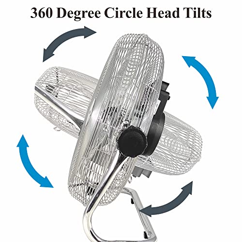 Optimus Industrial Grade 3-Speed High-Velocity Fan, 18 Inches, Chrome, F-4182