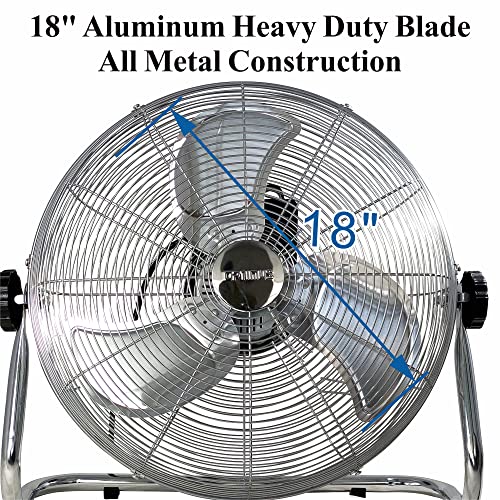 Optimus Industrial Grade 3-Speed High-Velocity Fan, 18 Inches, Chrome, F-4182