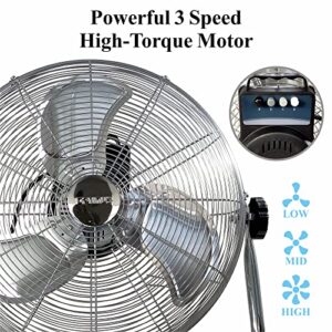 Optimus Industrial Grade 3-Speed High-Velocity Fan, 18 Inches, Chrome, F-4182